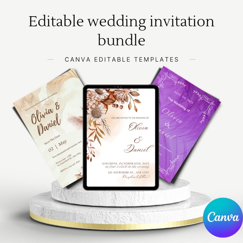 Editable Wedding Invitation Cards, Editable Wedding Card Bundle ...