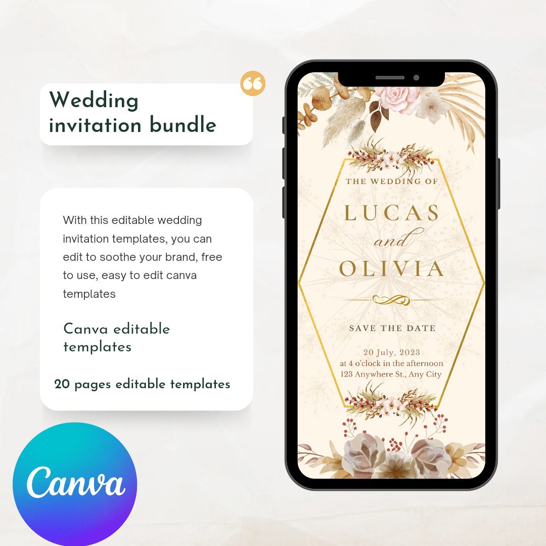 Editable Wedding Invitation Cards, Editable Wedding Card Bundle ...