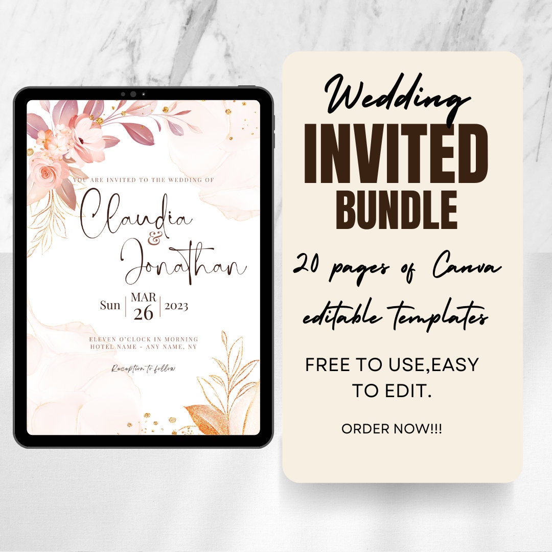 Editable Wedding Invitation Cards, Editable Wedding Card Bundle ...