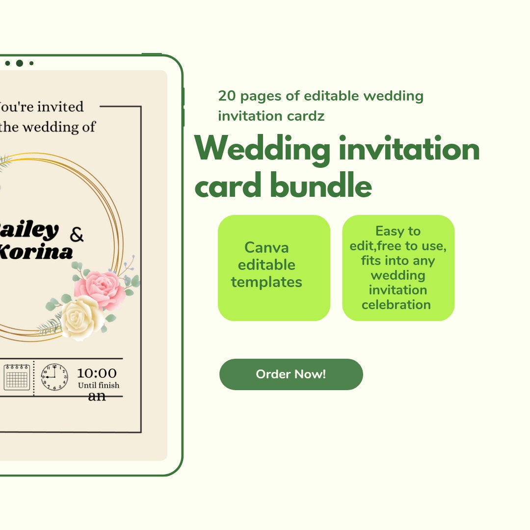 Editable Wedding Invitation Cards, Editable Wedding Card Bundle ...