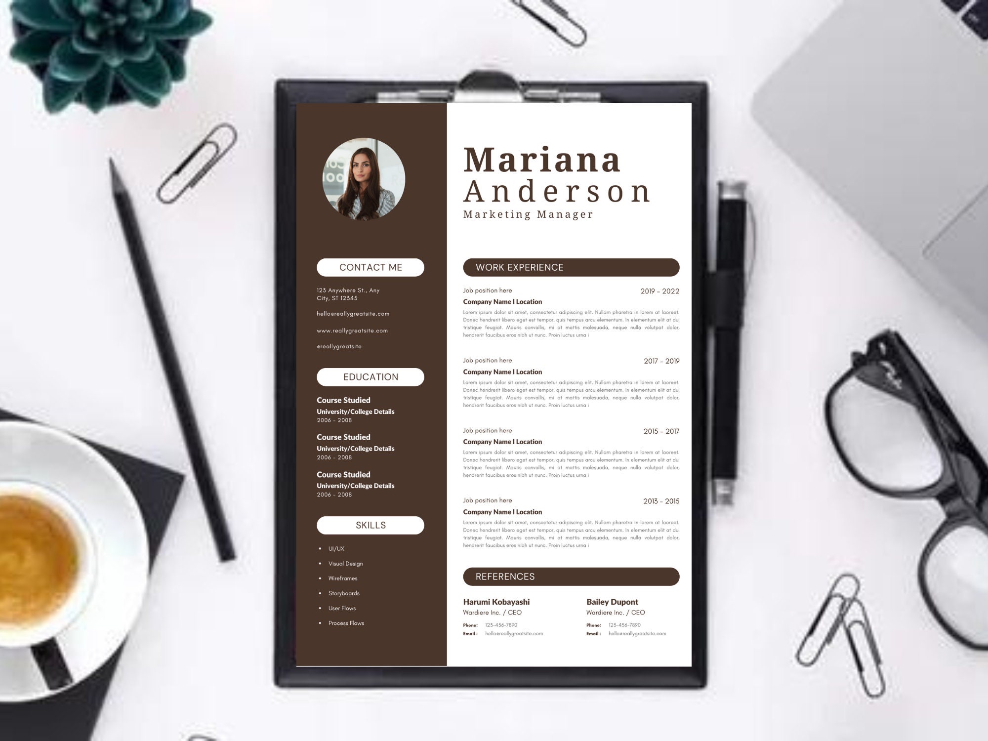 Plantilla de CV con foto / Plantilla de CV profesional / Plantilla de ...