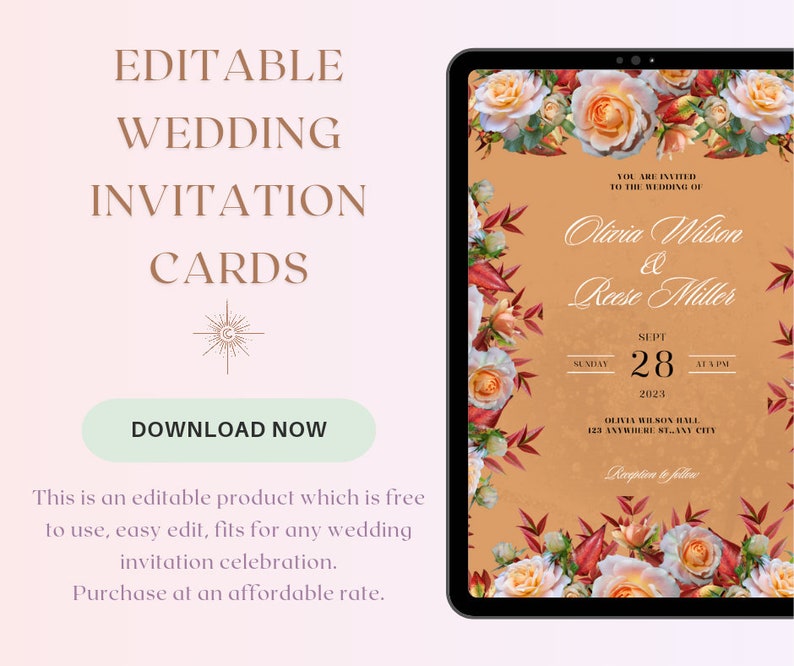 Editable Wedding Invitation Cards, Editable Wedding Card Bundle ...