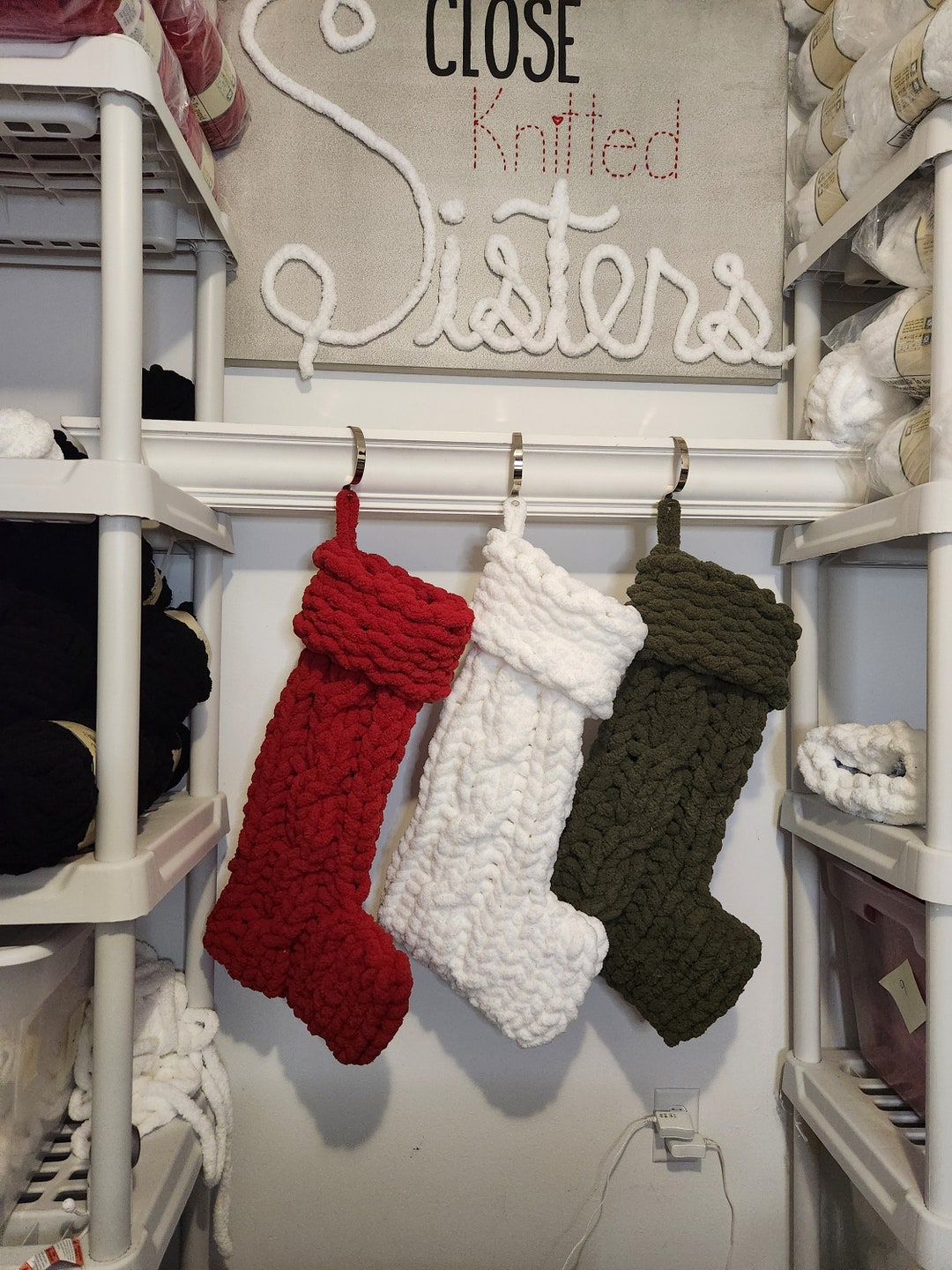 Jumbo Cable Knit Chenille Christmas Stocking ( 3 Standard Color Options ...