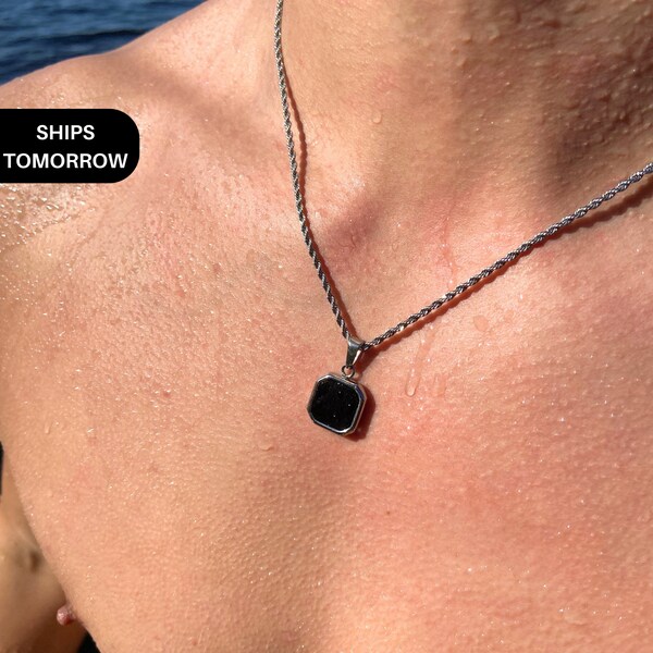 Black Rope Necklace Pendant - Etsy