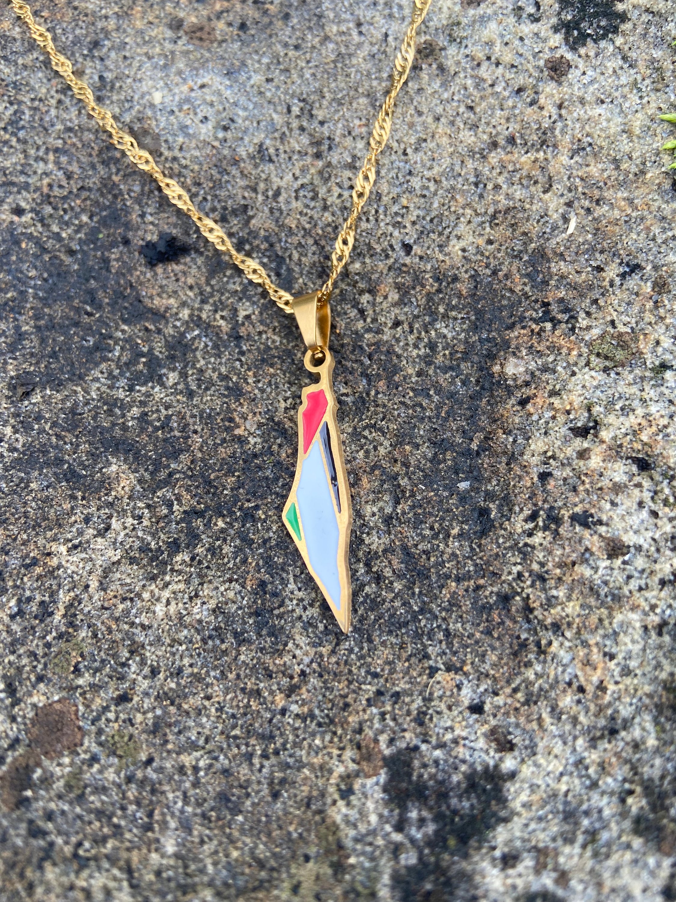 Gold Palestine Map Necklace Free Palestine Gaza Map Support - Etsy
