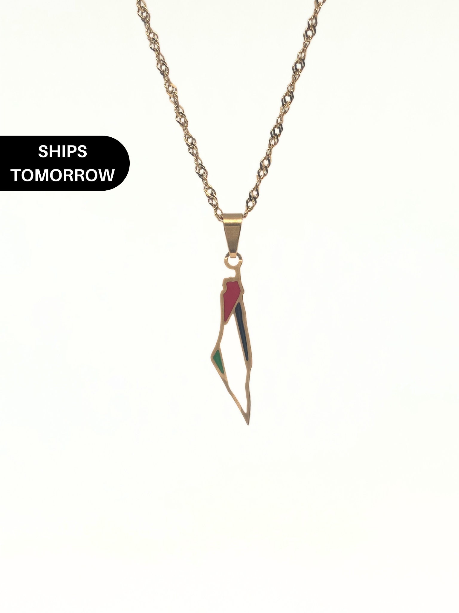 Gold Palestine Map Necklace Free Palestine Gaza Map Support - Etsy