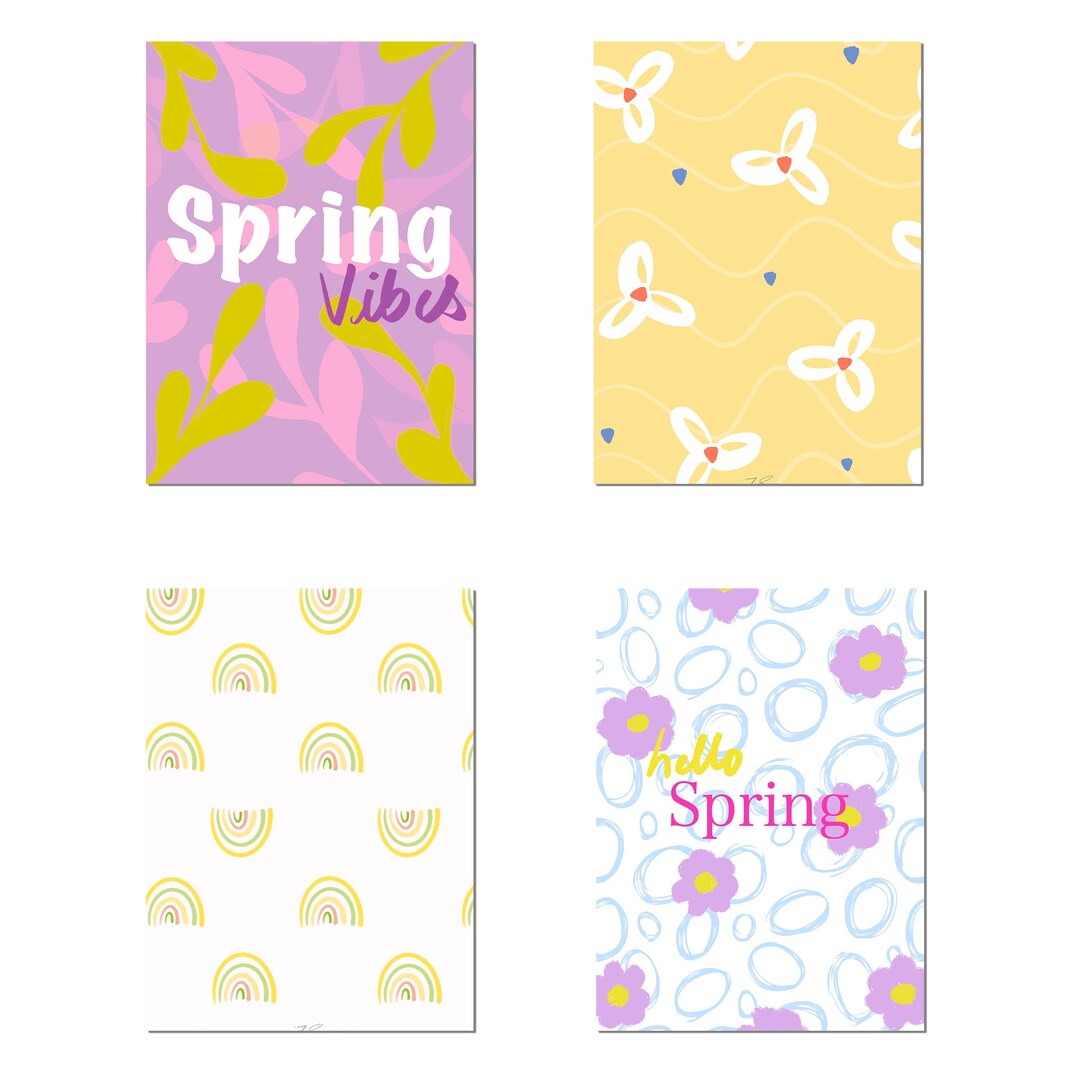 Set of 4 Collection of 'HELLO SPRING' Art Prints Unframed A5 Postcards ...