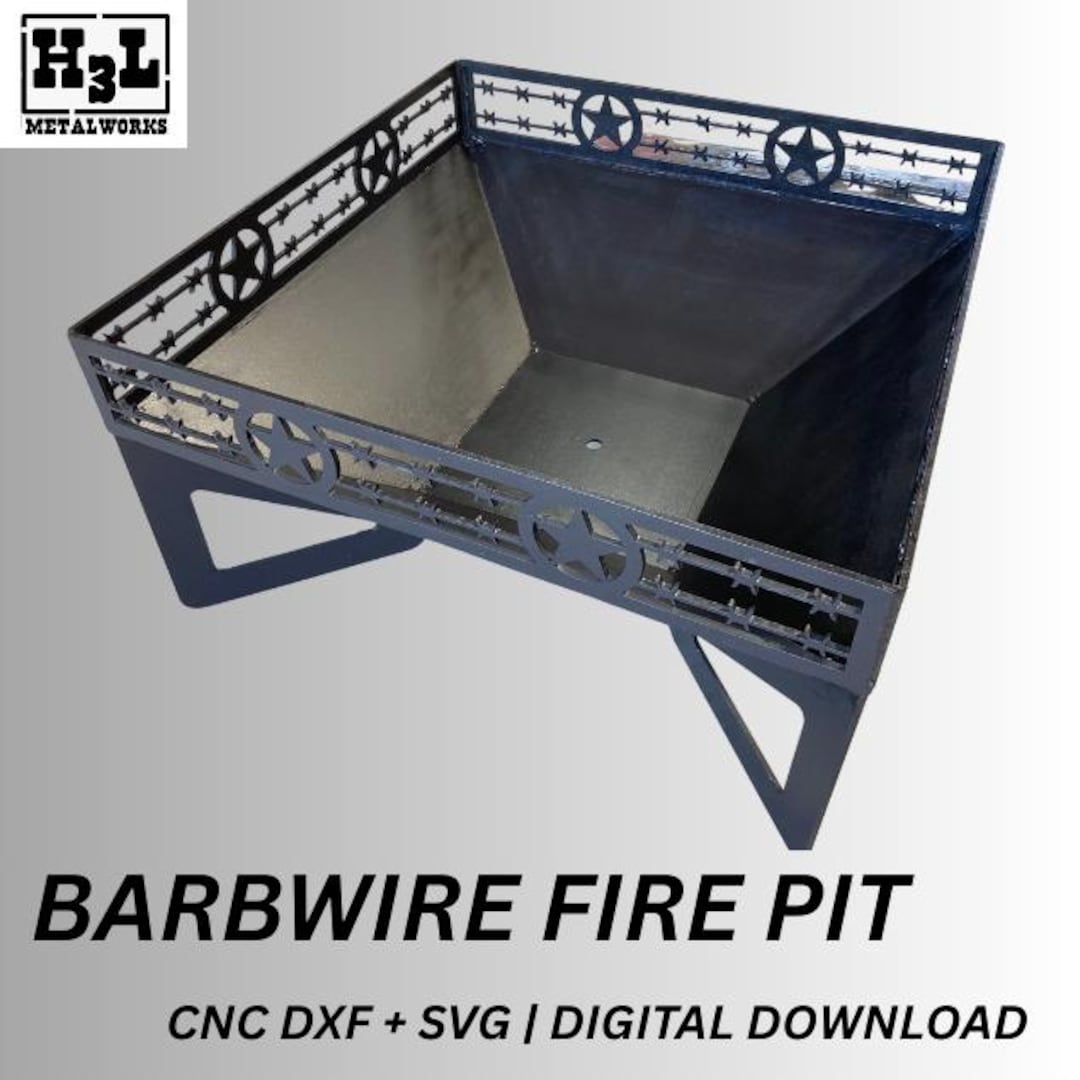 Barbwire Fire Pit CNC Files | 32” Square Fire Pit DXF SVG | Plasma ...