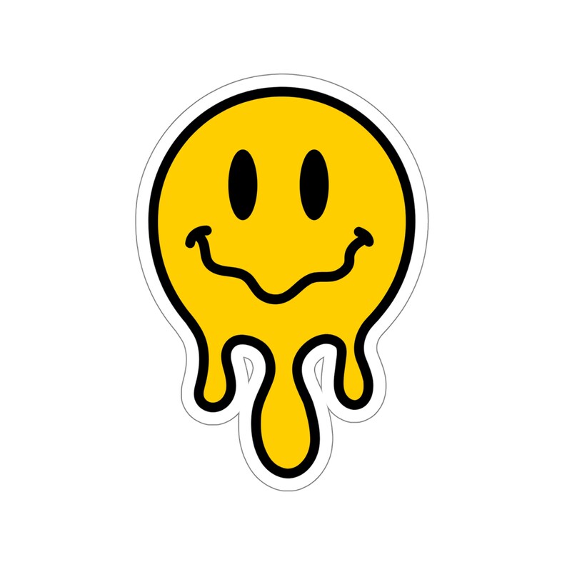 Melting Smiley Face Sticker - Etsy