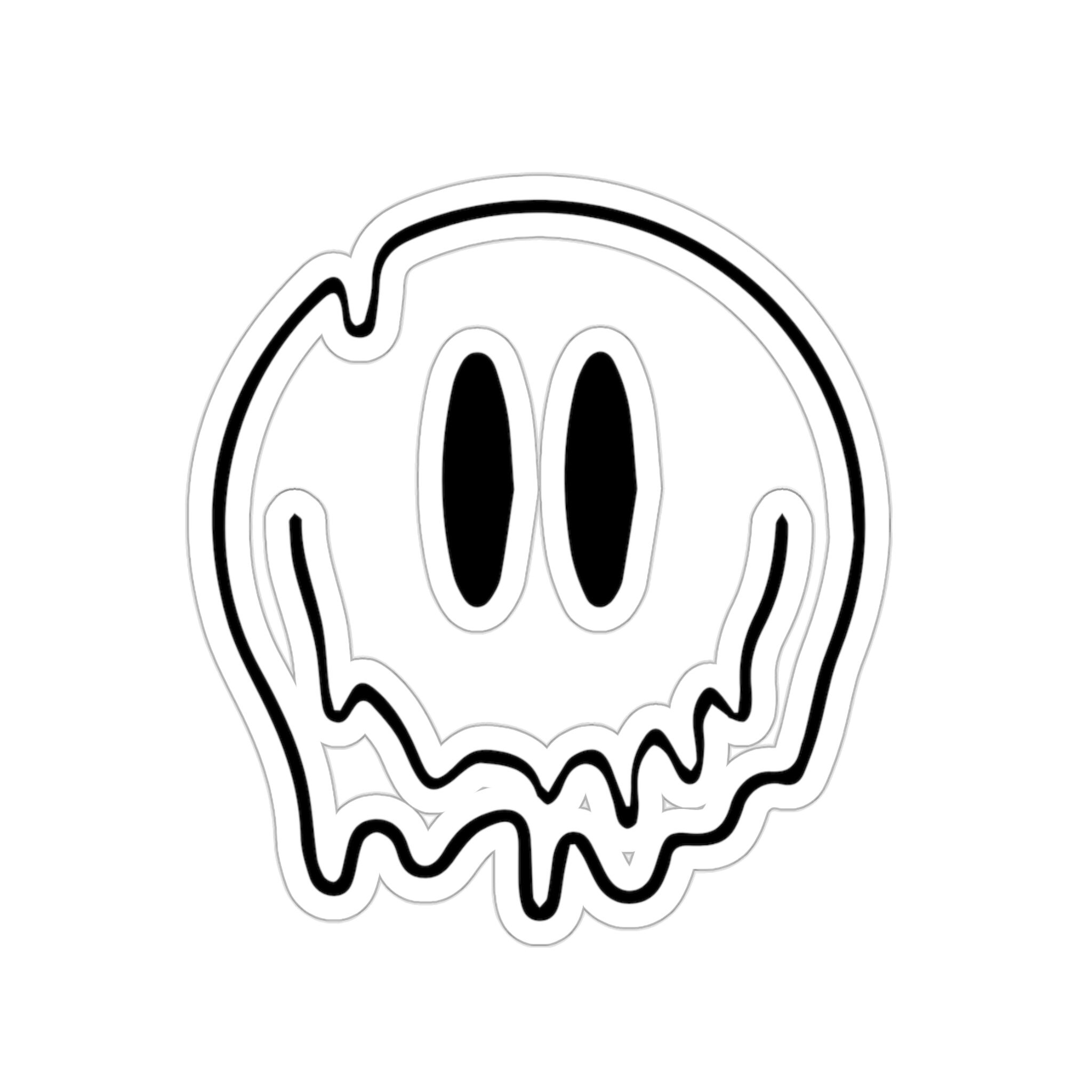 Outline of Melting Smiley Face Sticker - Etsy