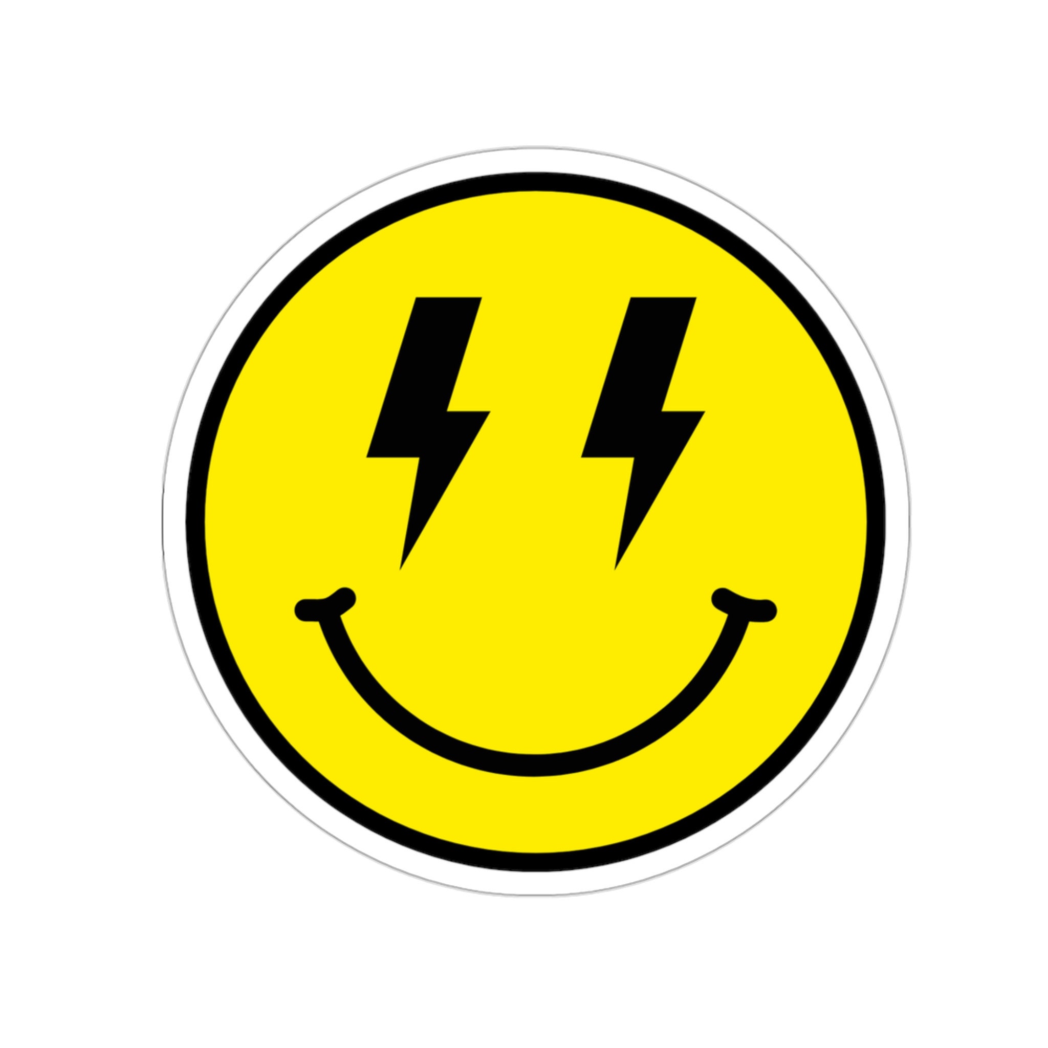Lightning Bolt Eyes Smiley Face Sticker - Etsy