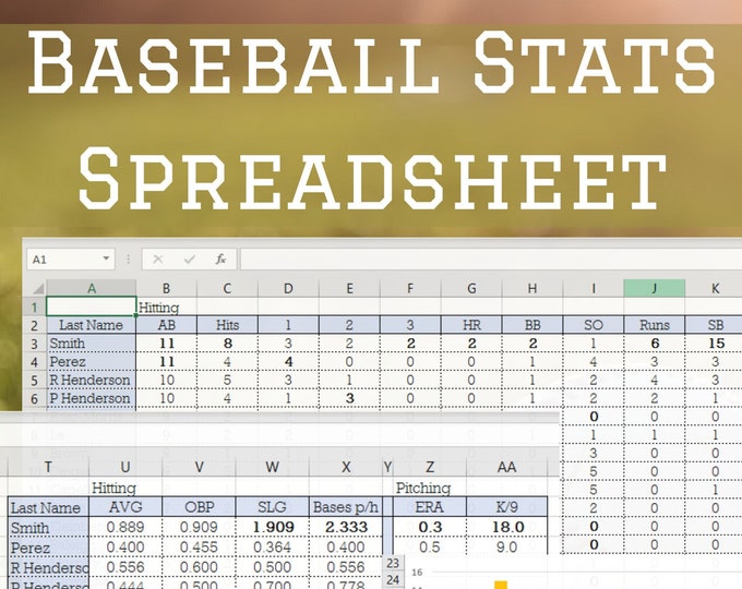 Baseball Stats Spreadsheet Track Your Players and Team Stats Excel ...