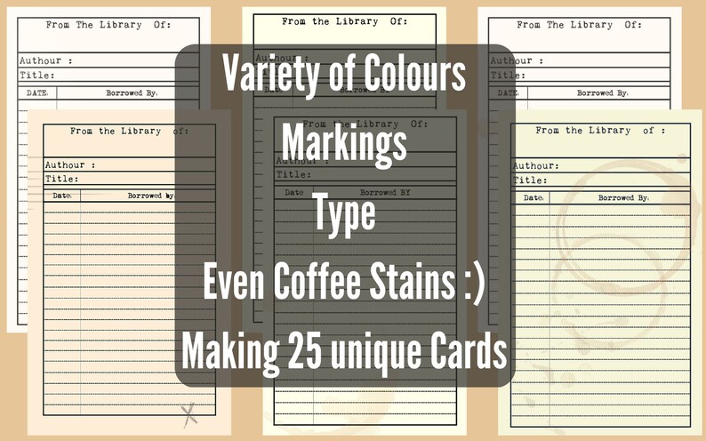 Vintage Style Library Cards PDF - Etsy