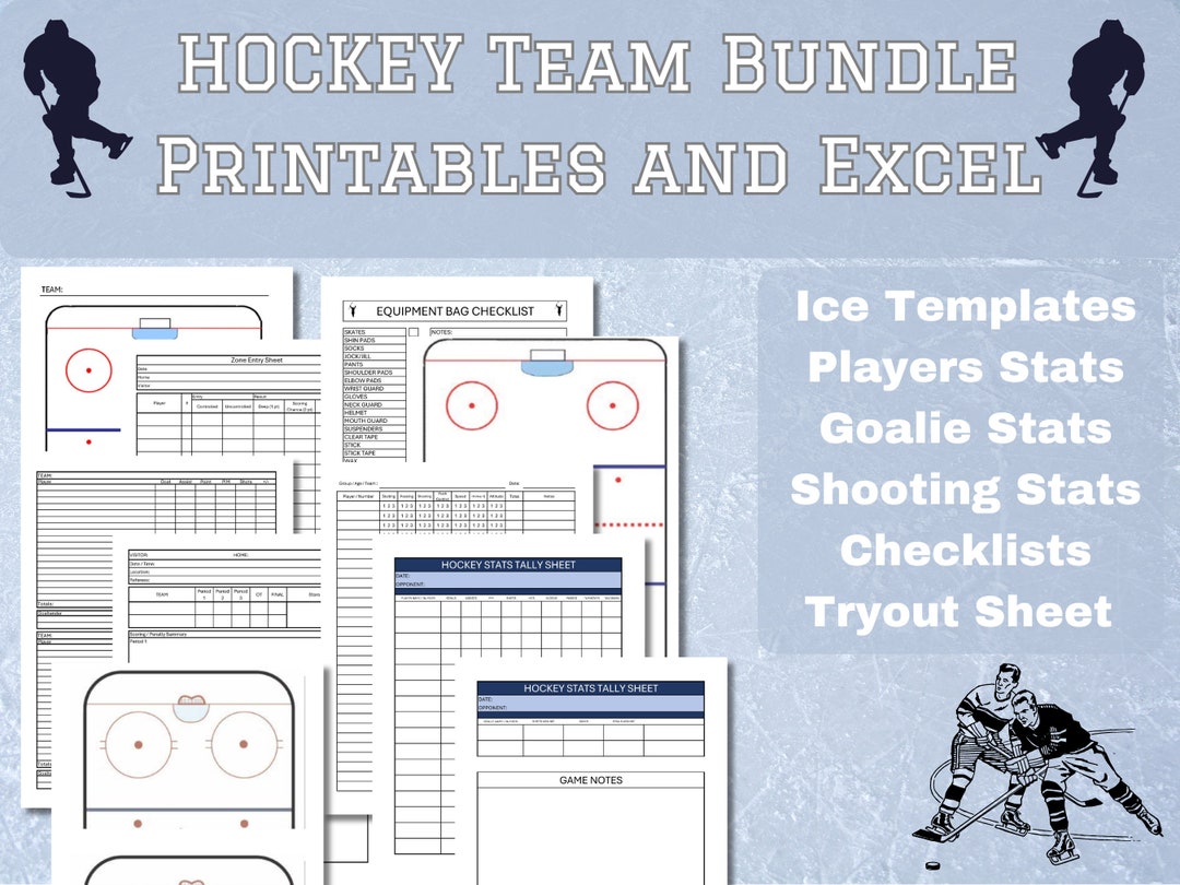 Hockey Team Bundle Printables and Excel Spreadsheets - Etsy Canada