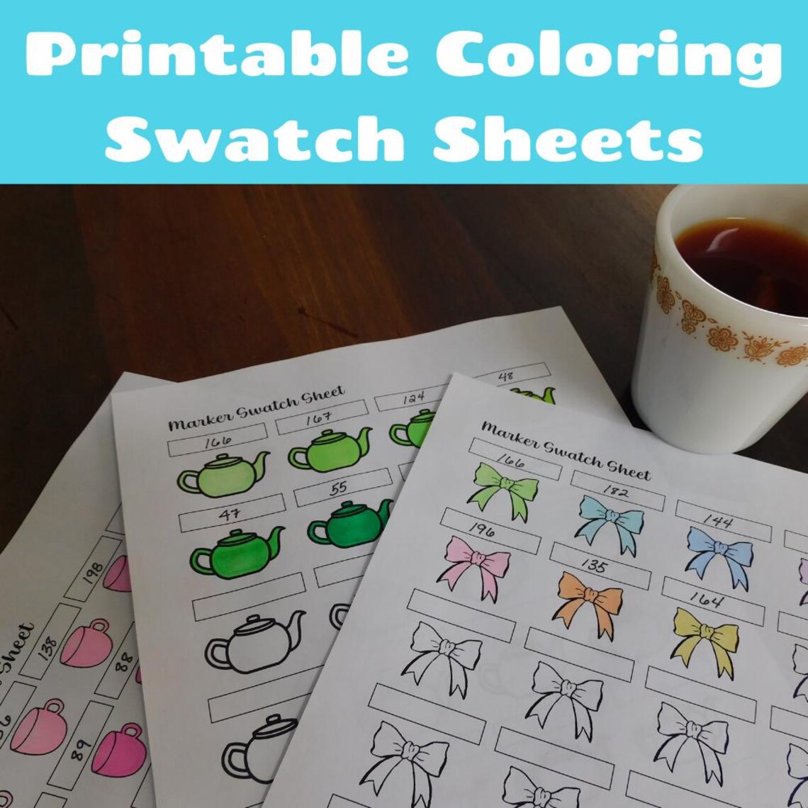 Printable Coloring Swatch Sheets | Coloring Swatch Charts - Etsy