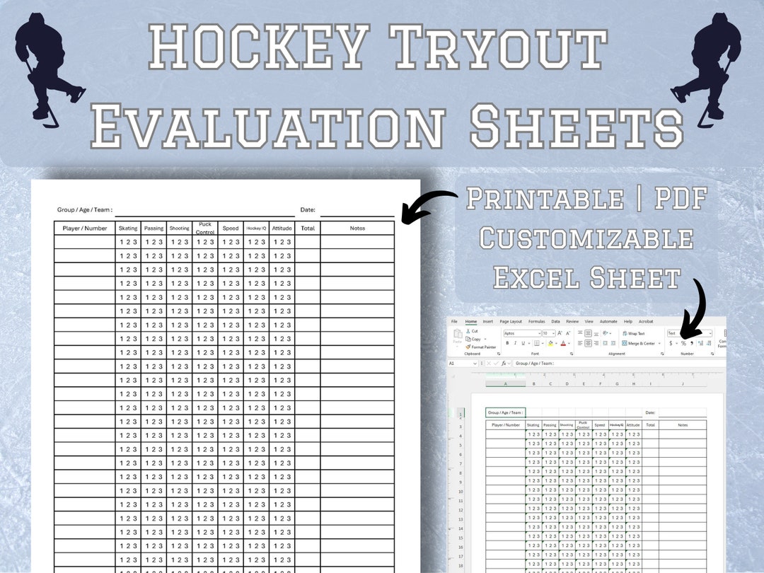 Hockey Try Out Evaluation Sheets | Printable and Customizable - Etsy