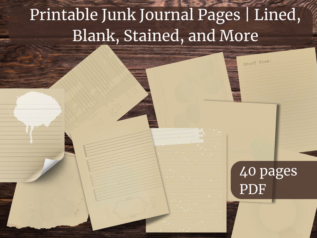 Printable Junk Journal Pages | Lined, Blank, Stained, and More - Etsy
