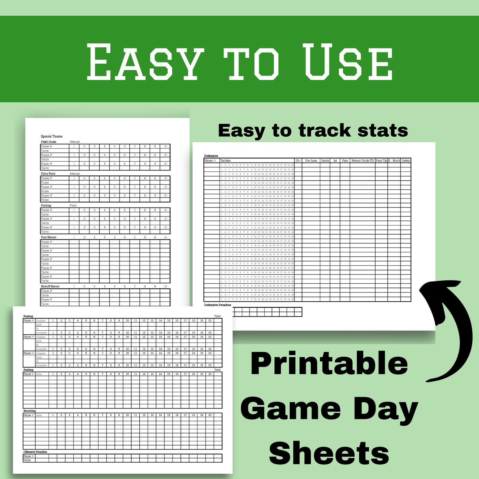Football Stats Spreadsheet and Printable Stats Sheets - Etsy