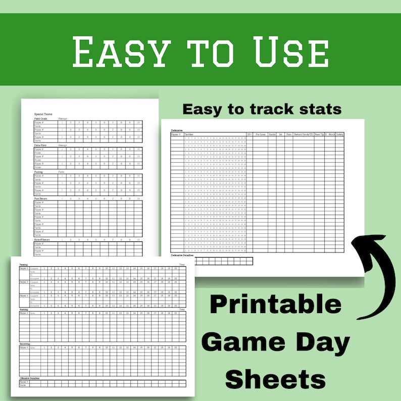 Football Stats Spreadsheet and Printable Stats Sheets - Etsy