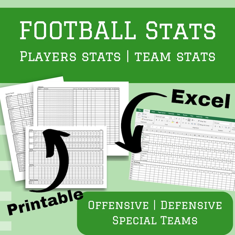 Football Stats Spreadsheet and Printable Stats Sheets - Etsy