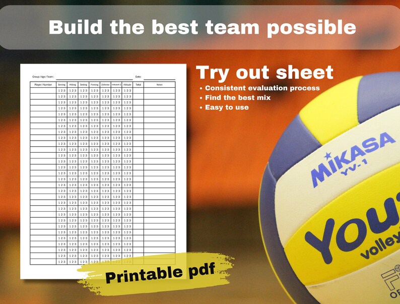 Volleyball Printables Bundle | Score Sheet | Line up & Rotation | Stats ...