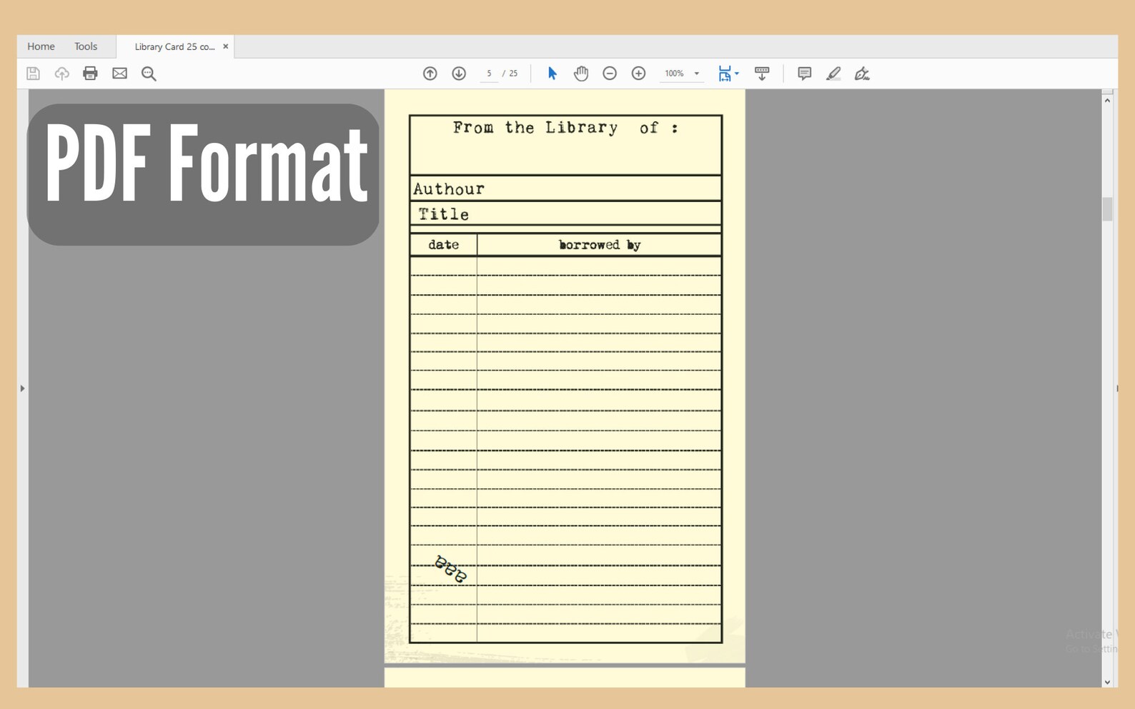 Vintage Style Library Cards PDF - Etsy