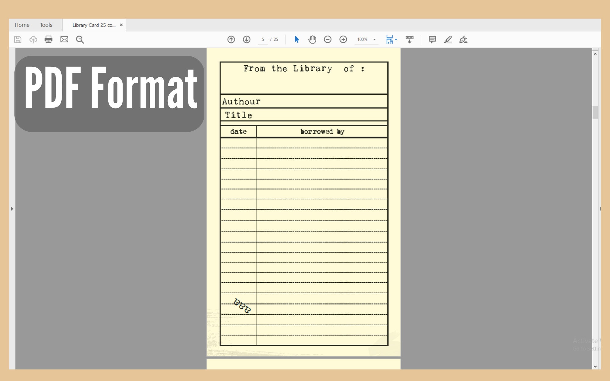 Vintage Style Library Cards PDF - Etsy