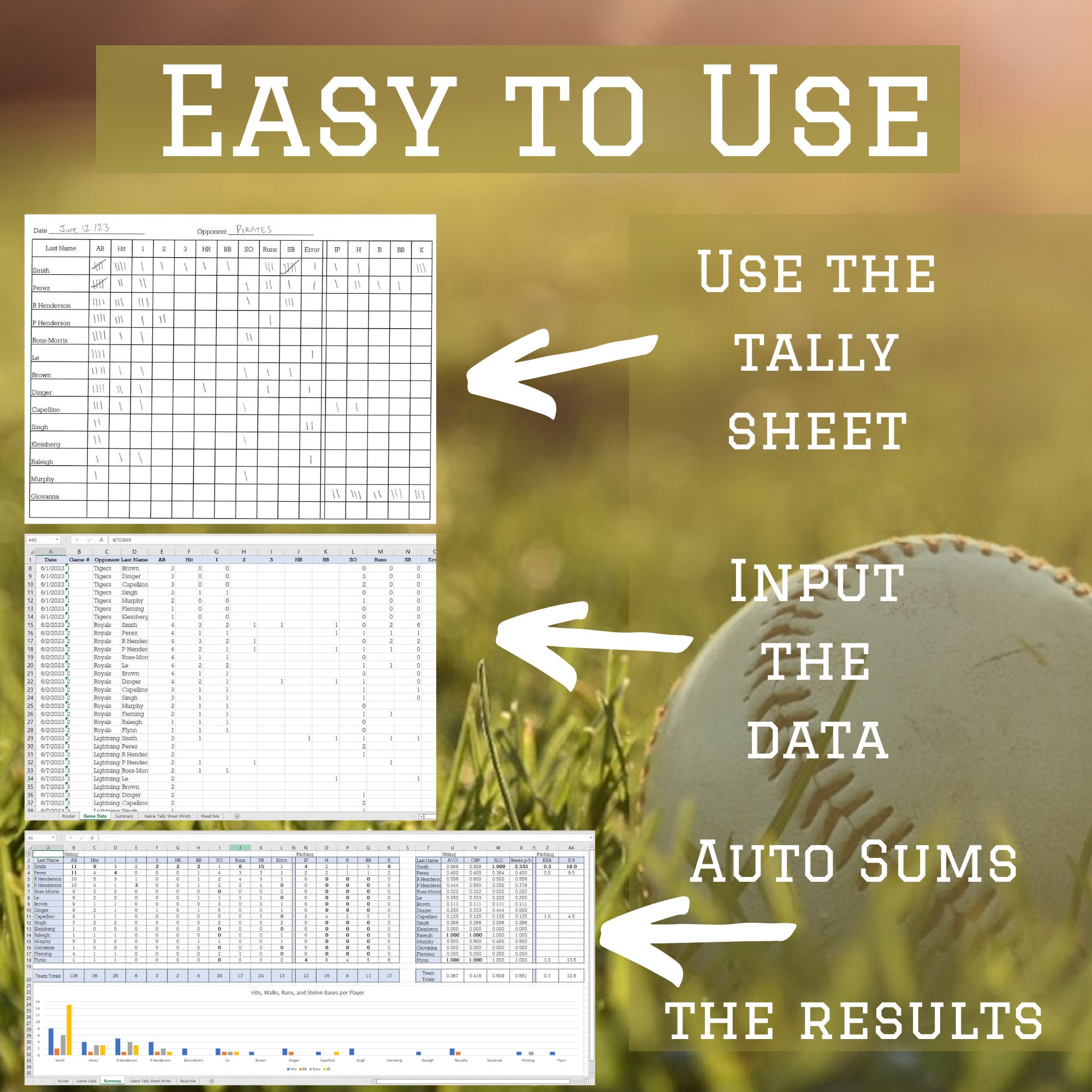 Baseball Stats Spreadsheet | Track Your Players and Team Stats | Excel ...
