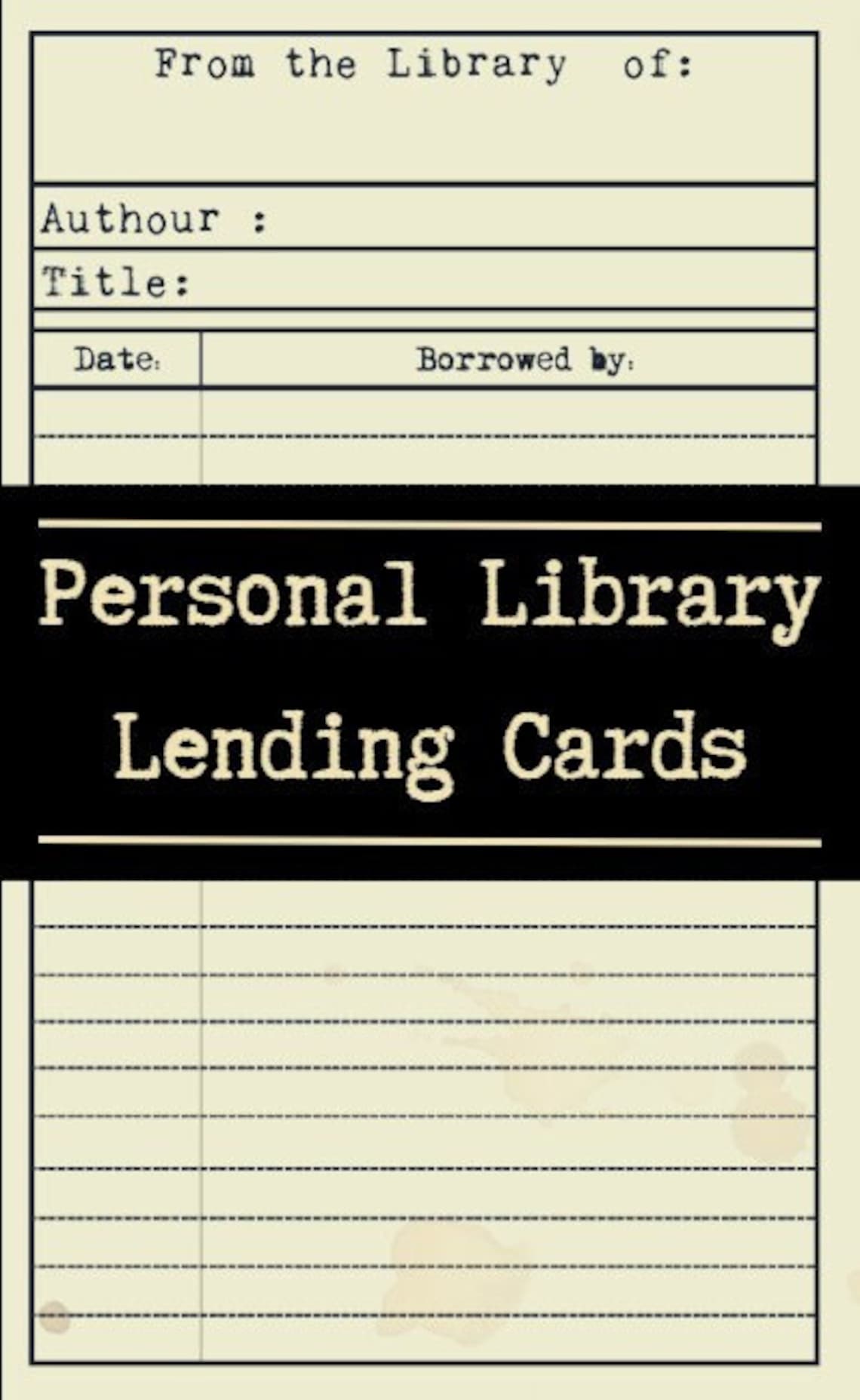 Vintage Style Library Cards PDF - Etsy