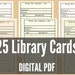 Vintage Style Library Cards PDF - Etsy