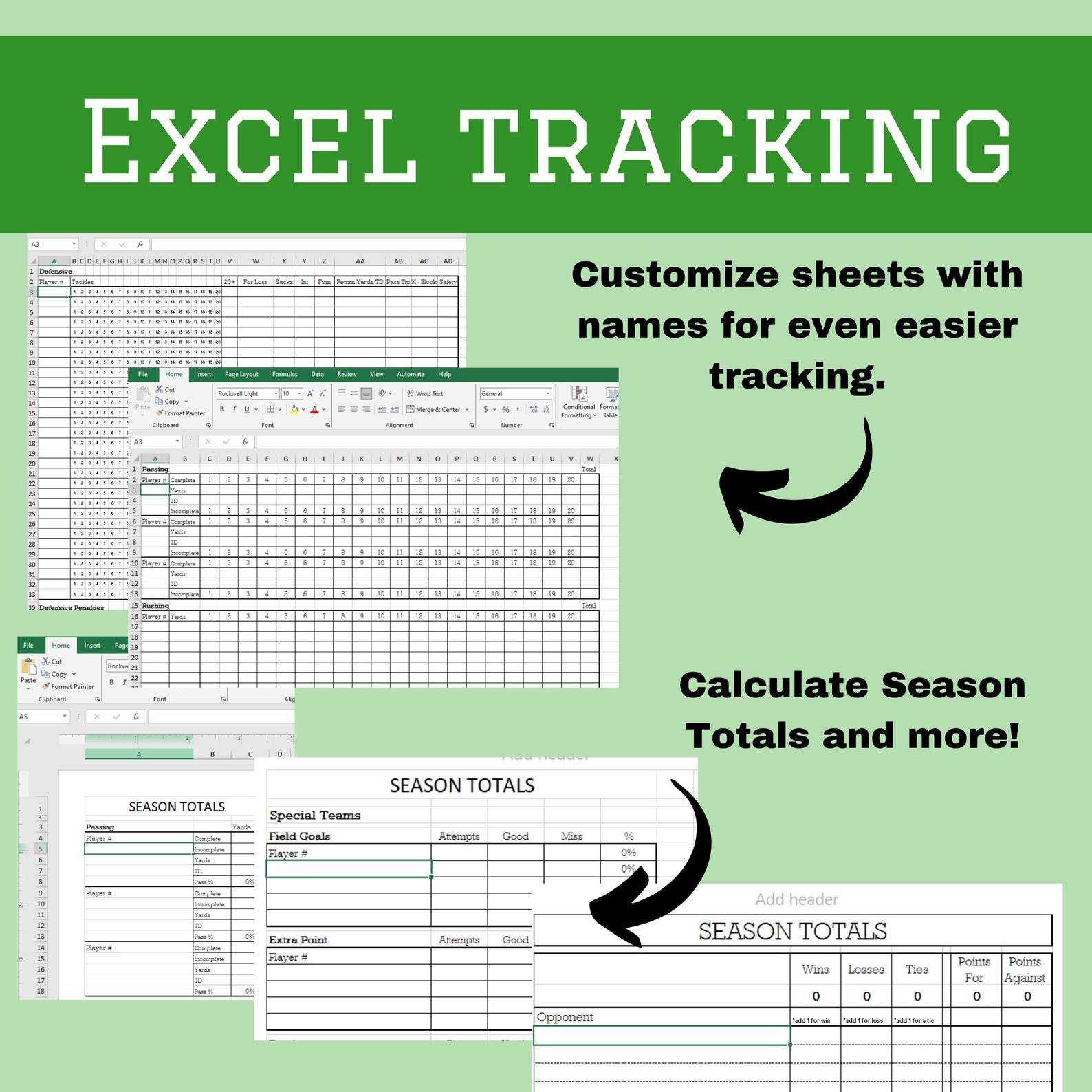 Football Stats Spreadsheet and Printable Stats Sheets - Etsy