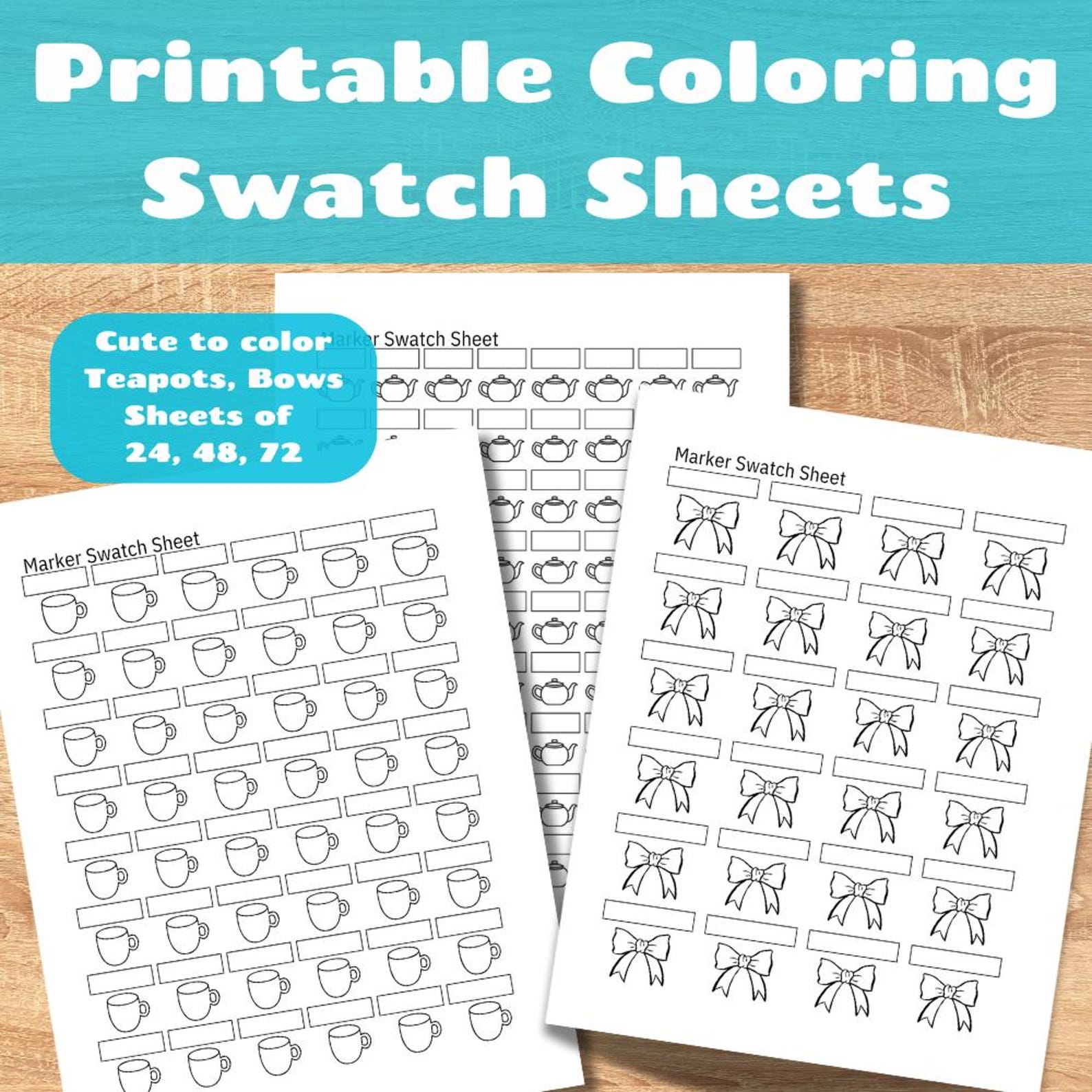 Printable Coloring Swatch Sheets | Coloring Swatch Charts - Etsy