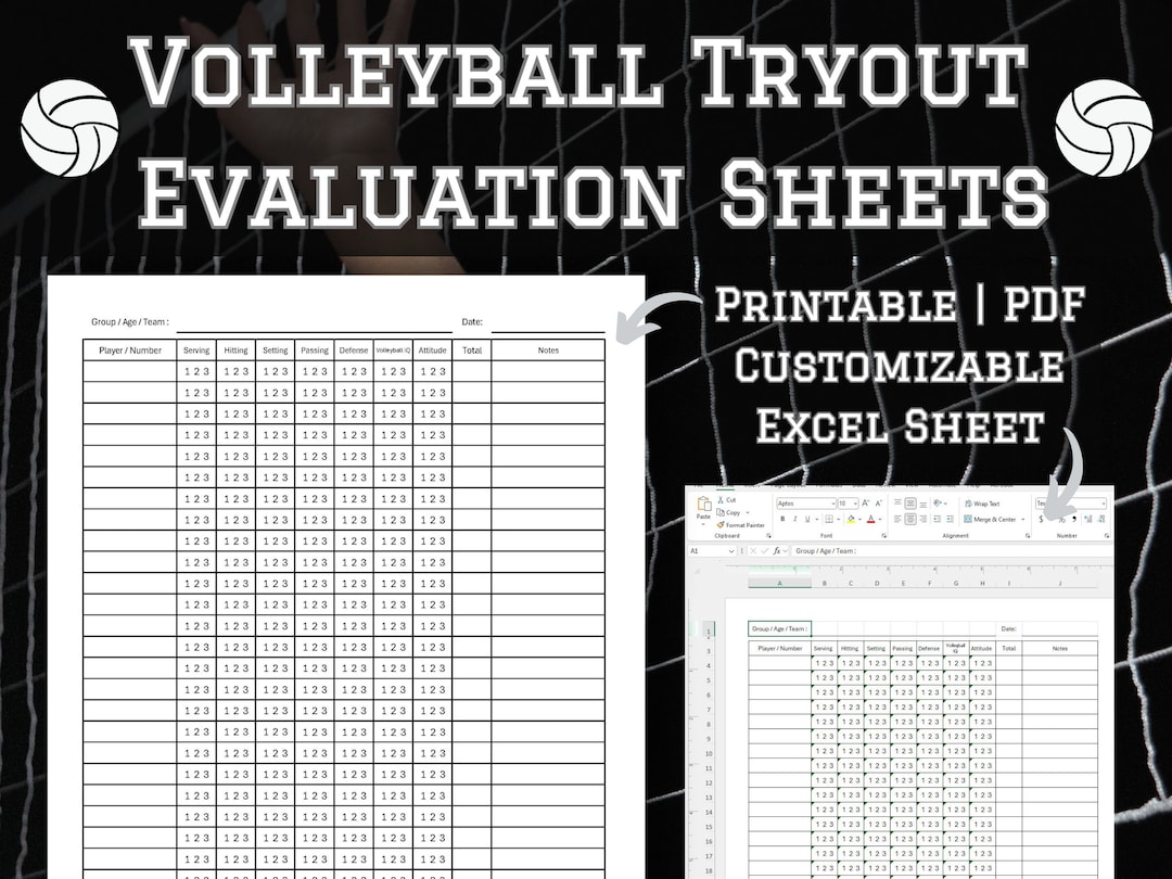Volleyball Tryout Evaluation Sheets - Etsy