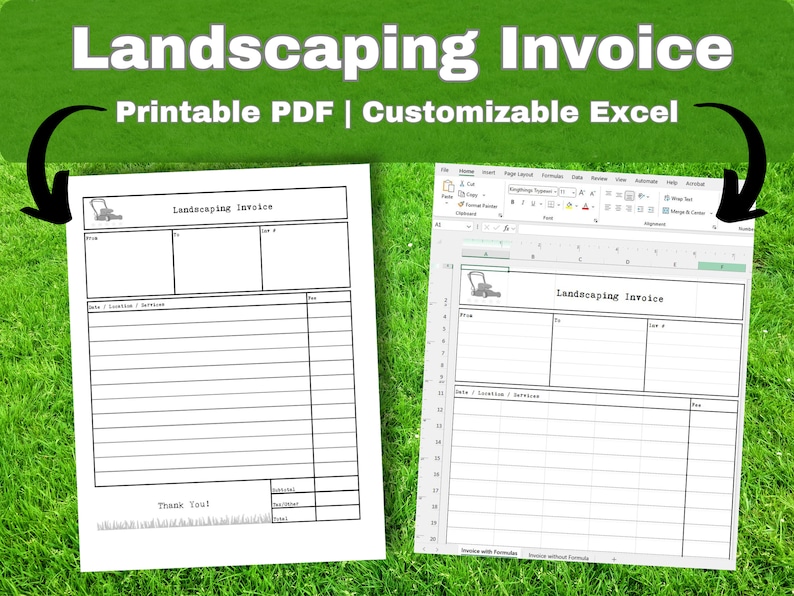 Landscaping Invoice | Printable and Customizable - Etsy