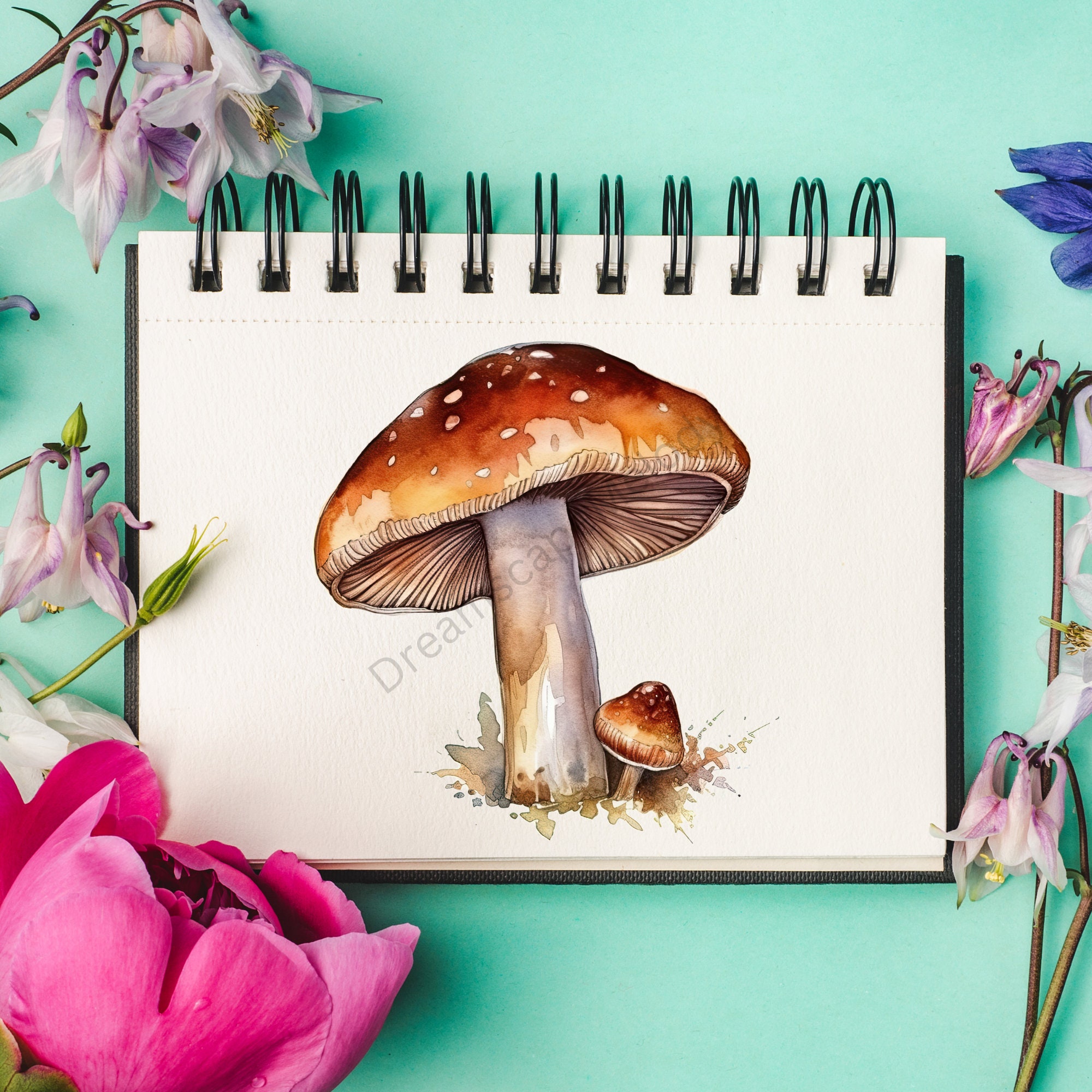 Mushroom Clip Art Bundle PNG Toadstool Clipart Graphic Design Instant ...