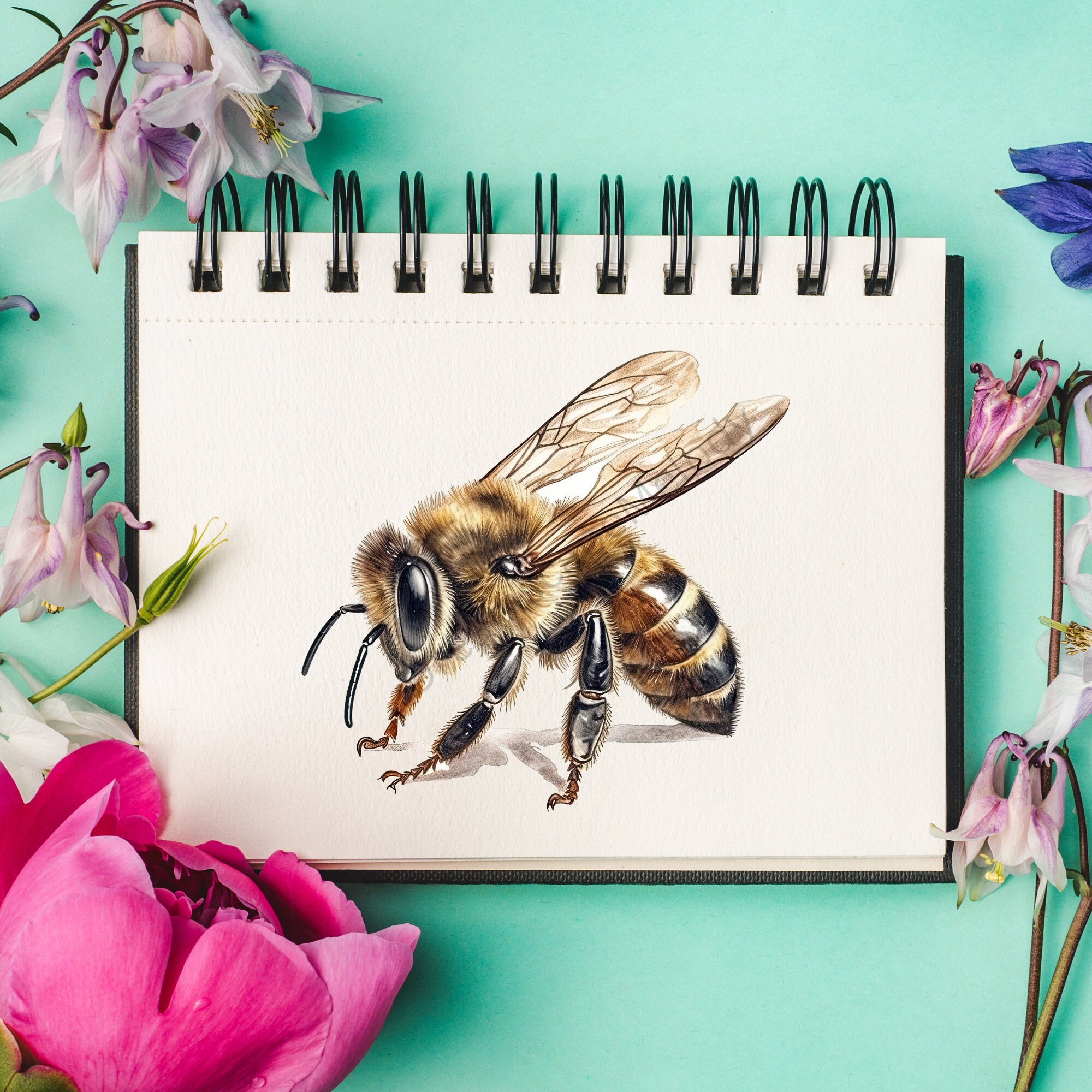 Watercolor Honey Bee Clipart | PNG | Printable Bee Stickers - Etsy