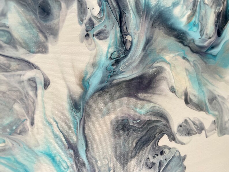 Blues With Silver Accents - Stunning 16”x20” Canvas Painting - Etsy