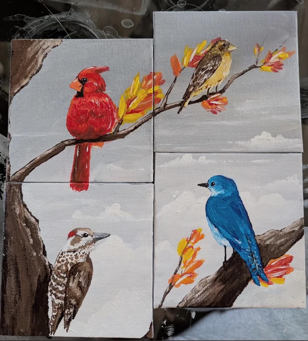 Northern Arizona Bird Tetraptych Quadriptych, Digital Printable Wall ...
