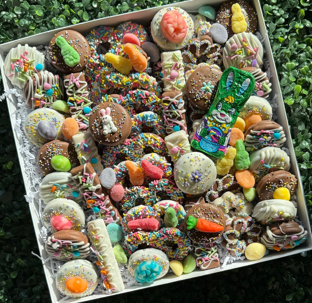 Easter Chocolate Gift Box – Gourmet Chocolate-covered Cookies, Pretzels ...