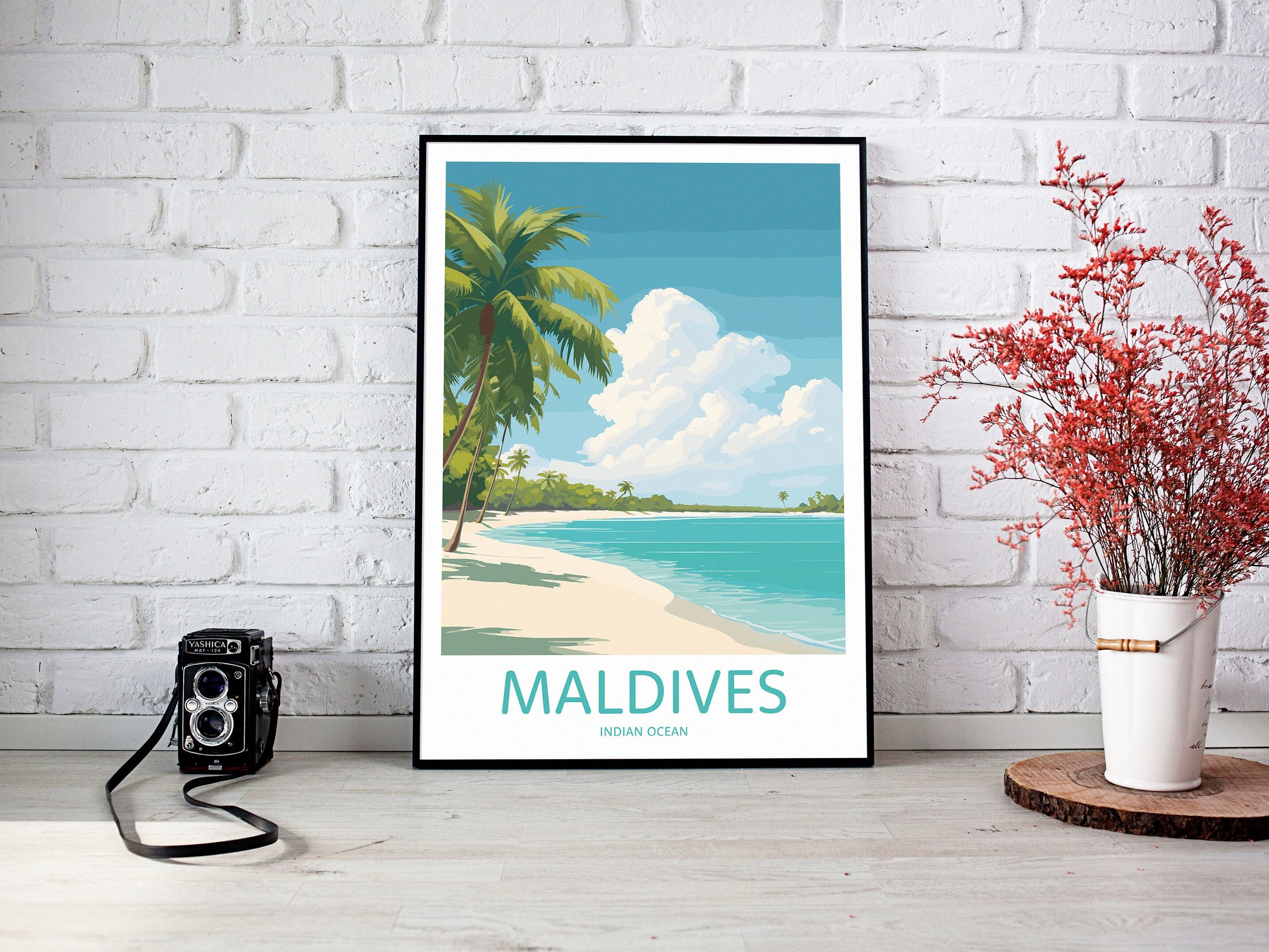 Maldives Travel Print Wall Art, Maldives Poster, Indian Ocean Home ...