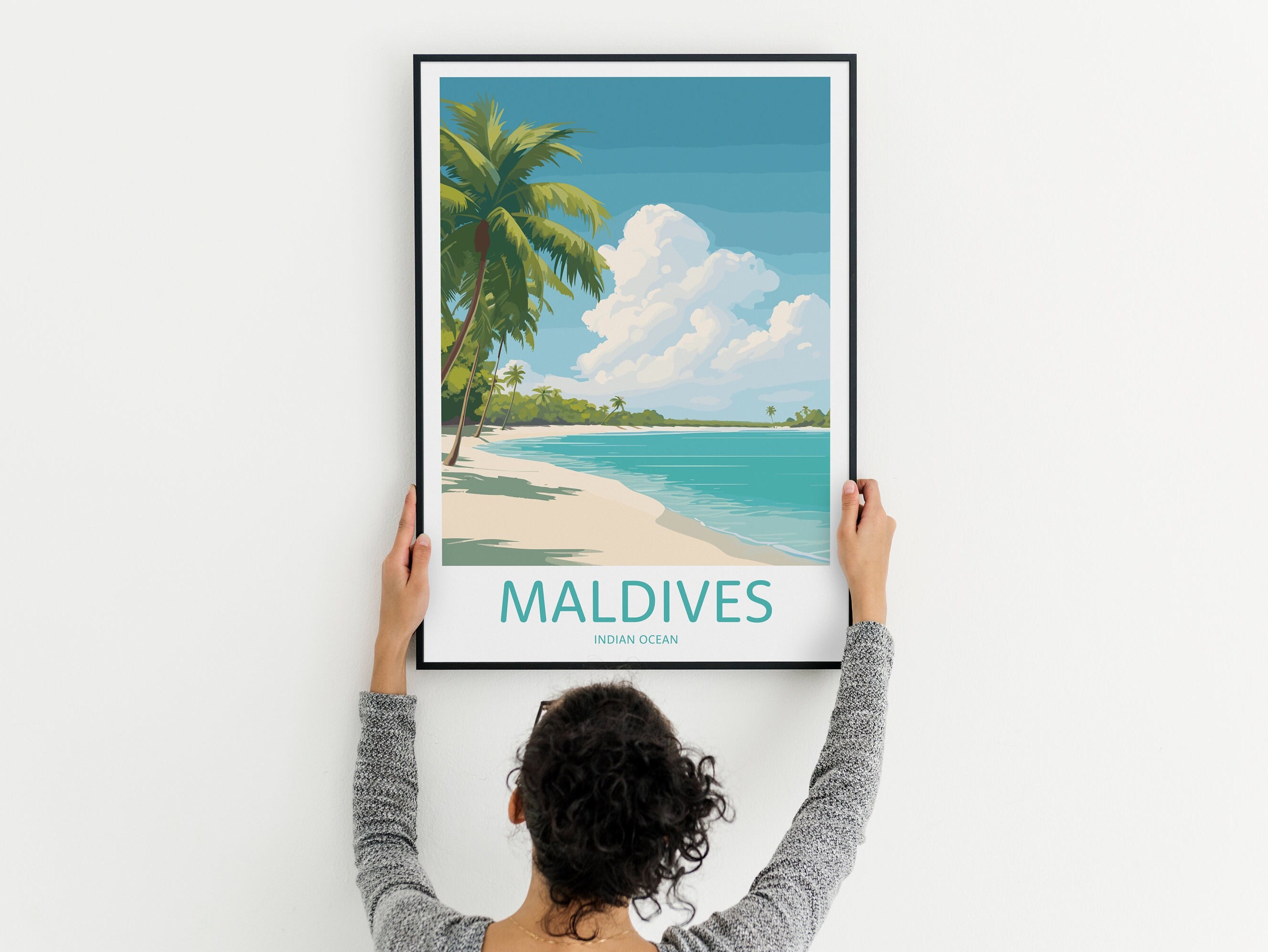 Maldives Travel Print Wall Art, Maldives Poster, Indian Ocean Home ...