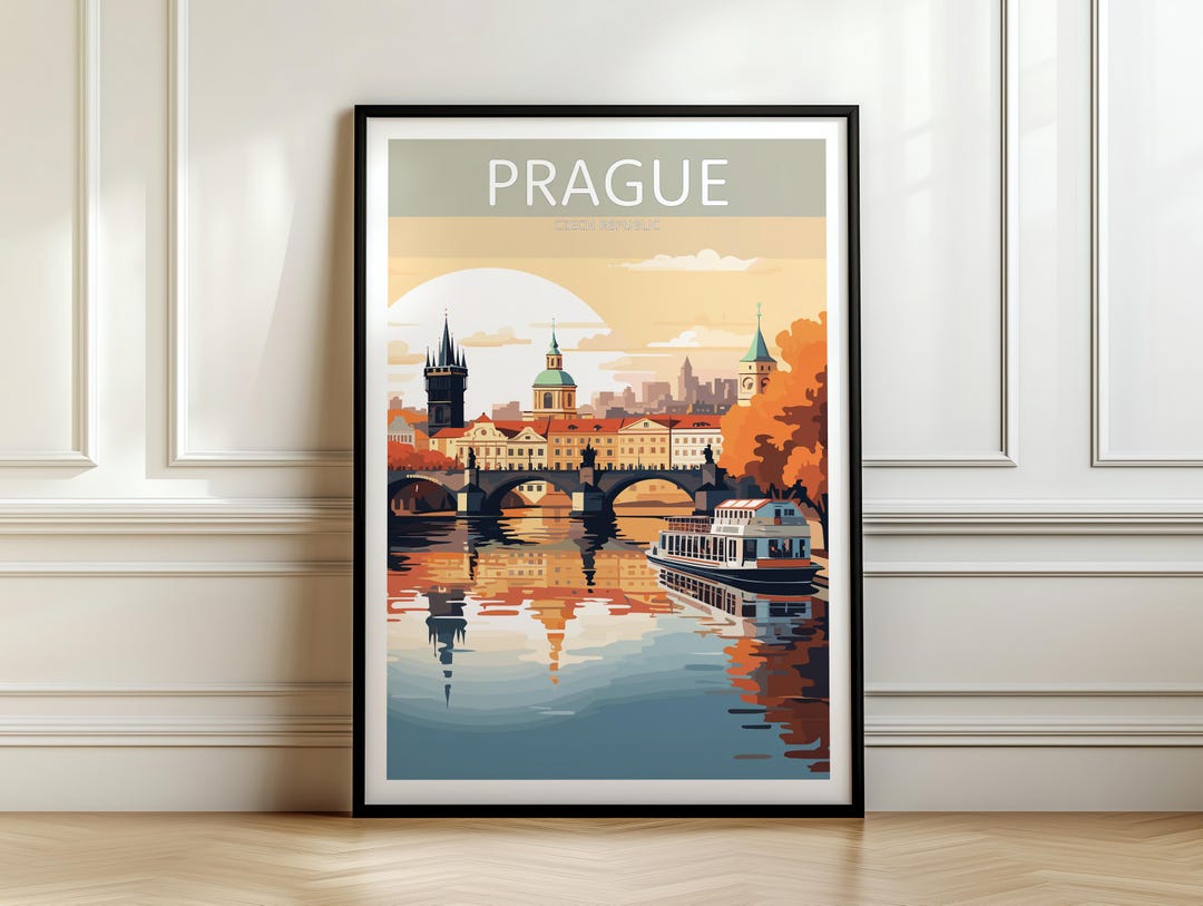 Prague Travel Print, City of Prague Wall Art, Czech Republic Art ...