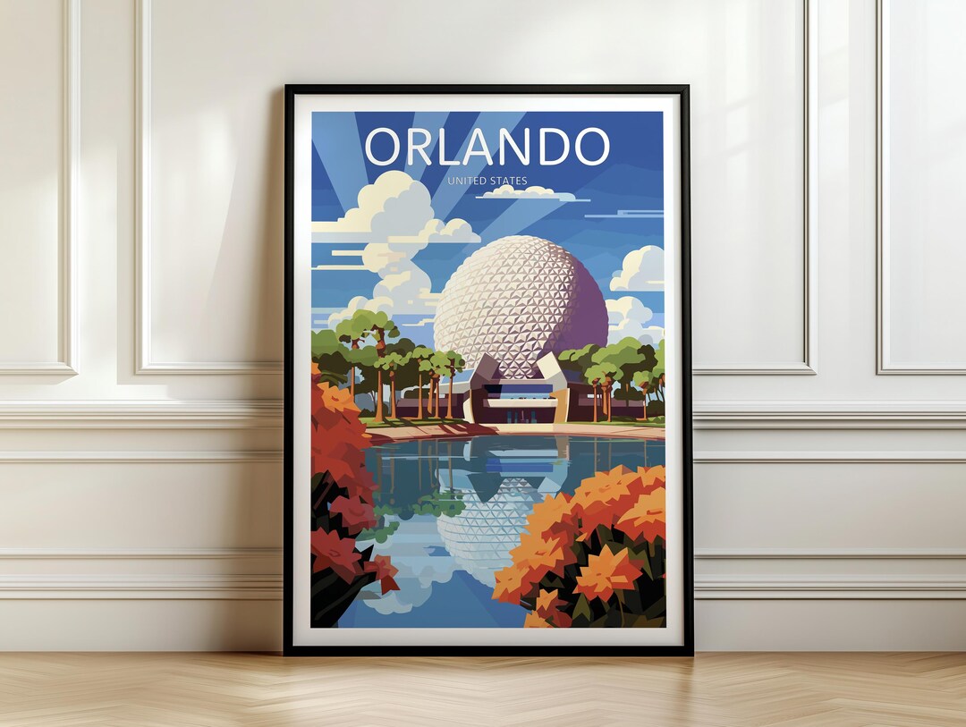 Retro EPCOT Travel Poster Print – Vintage Disney World Wall Art – Epcot ...