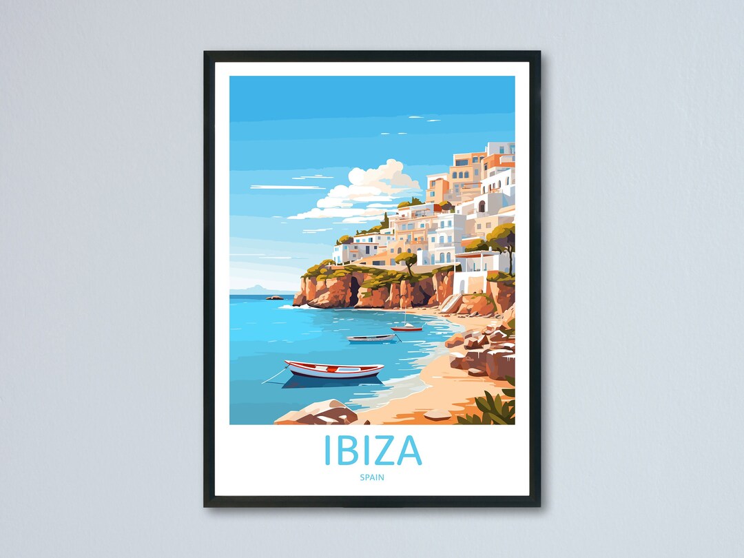 Ibiza Travel Print, Ibiza Wall Art, Ibiza Travel Poster, Ibiza Landscape Art, Balearic Islands ...