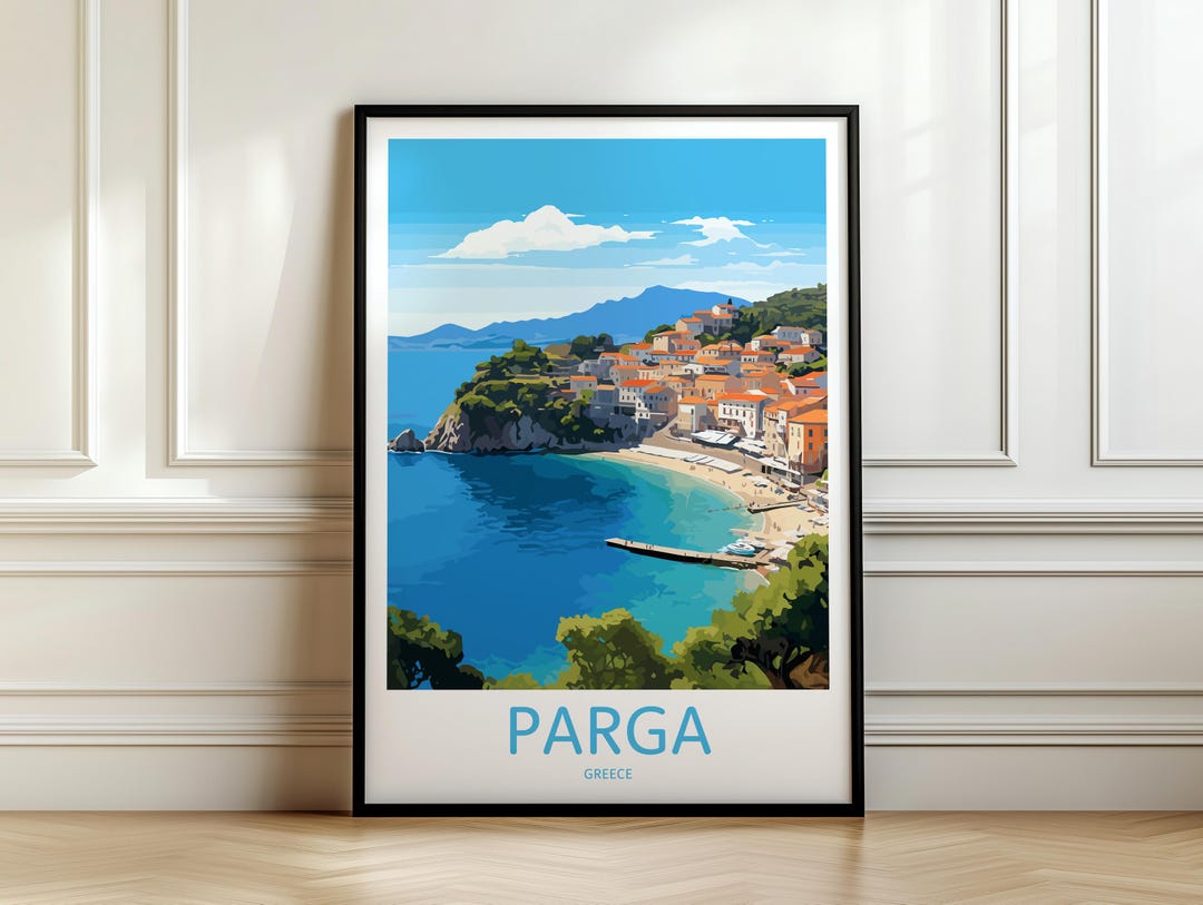 Parga Travel Print, Greek Holiday Wall Art, Greece Travel Poster, Greek ...