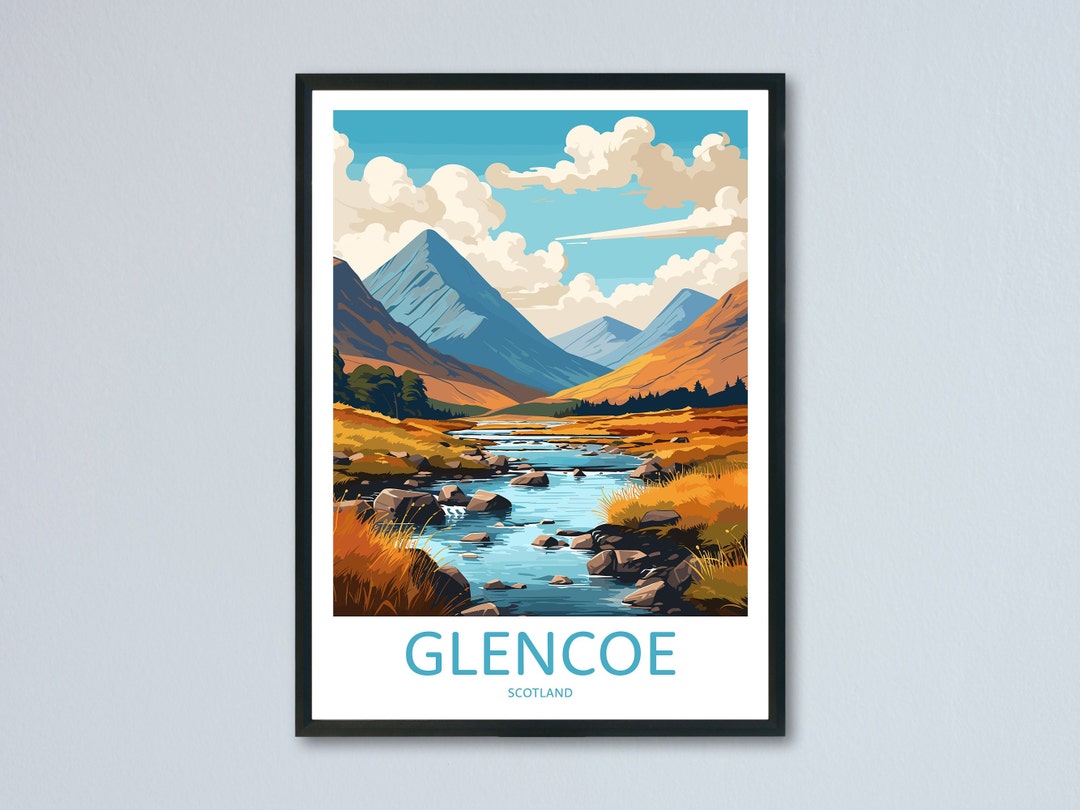 Glencoe Travel Print, Scottish Highlands Wall Art, Scotland Landscape ...