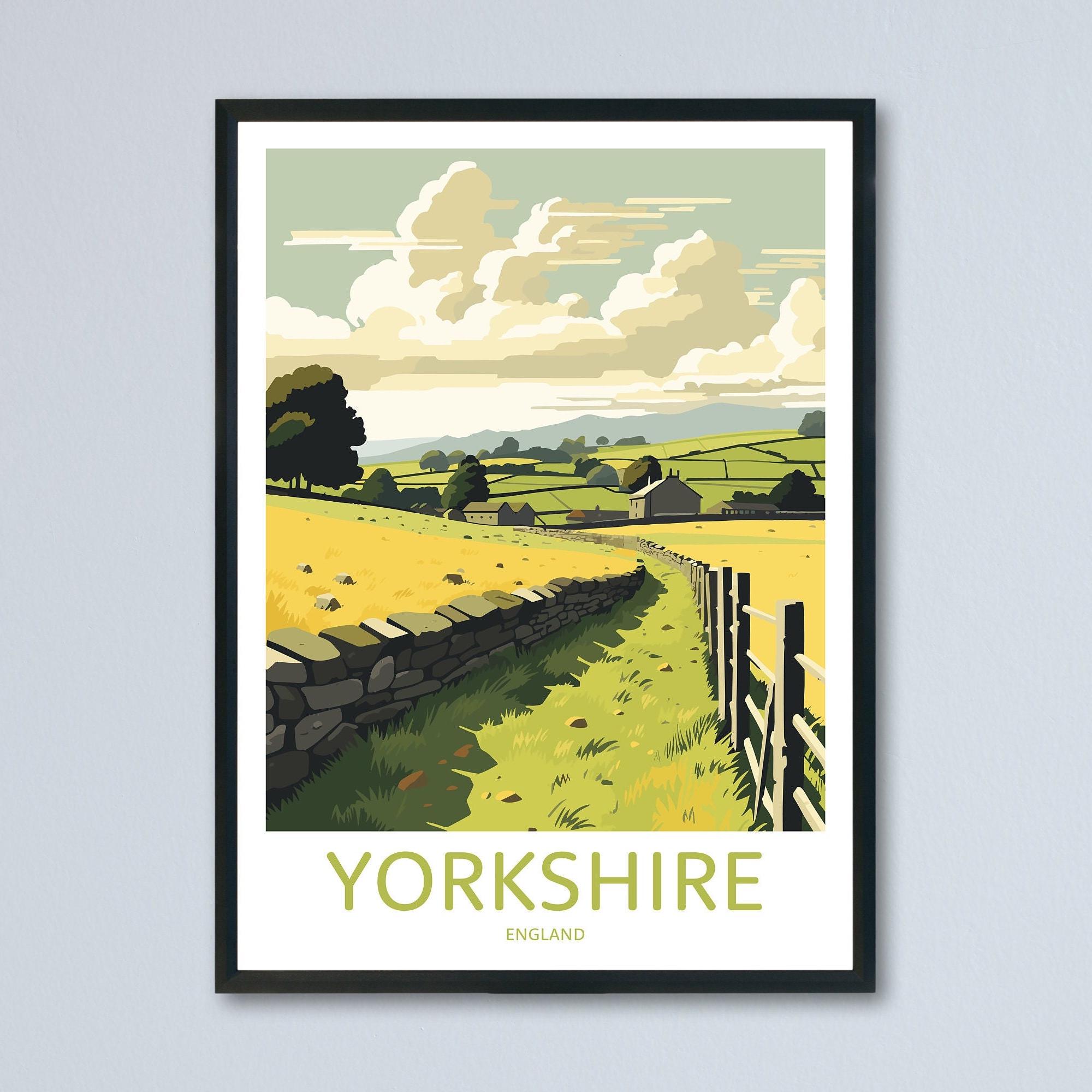 Yorkshire Dales Travel Poster, Yorkshire Landscape Art, English Wall ...