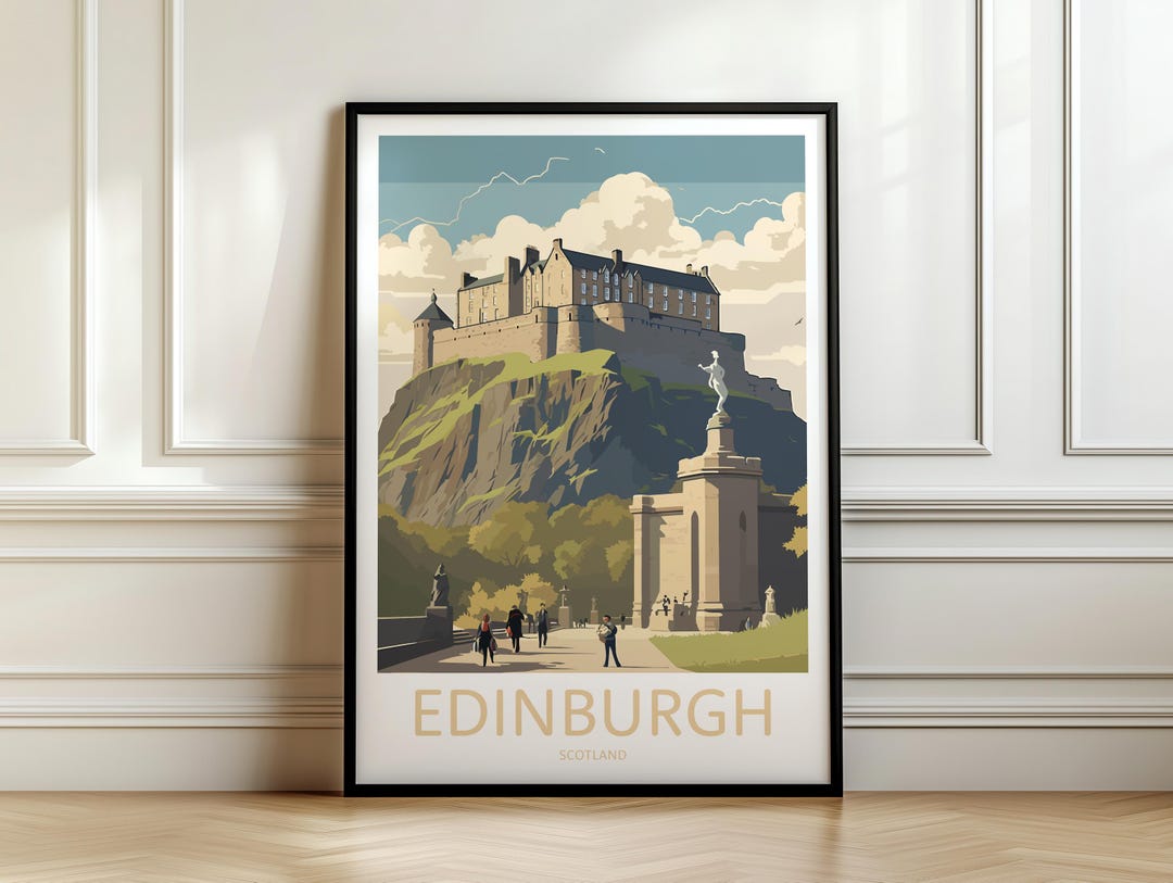 Edinburgh Castle Travel Poster Print – Retro Scotland Wall Art ...