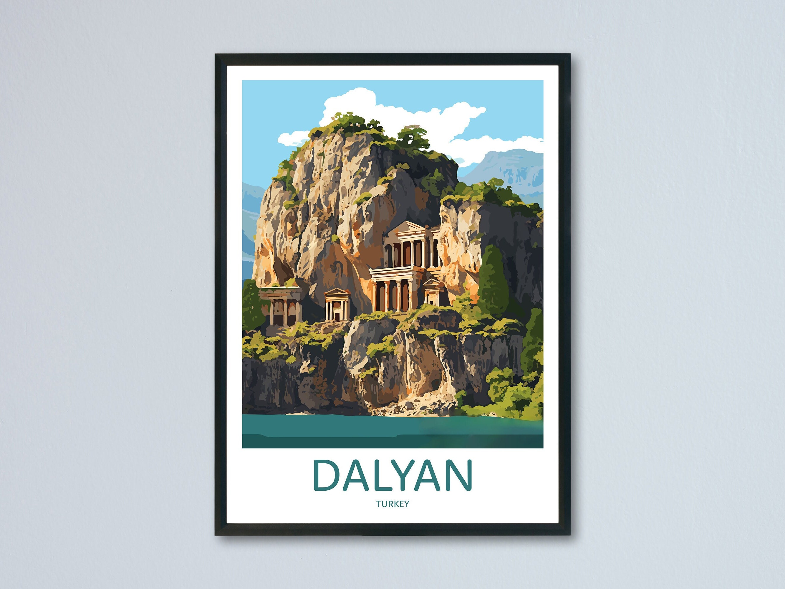Dalyan Turkey Travel Poster, Lycian Tombs Print, Wanderlust Decor ...