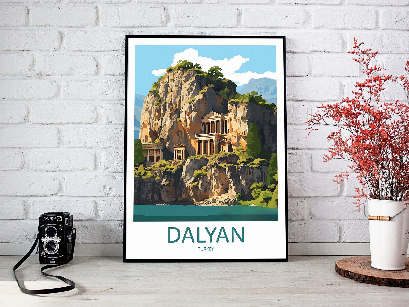 Dalyan Turkey Travel Poster, Lycian Tombs Print, Wanderlust Decor ...